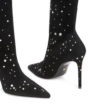 STUART WEITZMAN Cosmic Embellished Pointed-toe Boots - Black