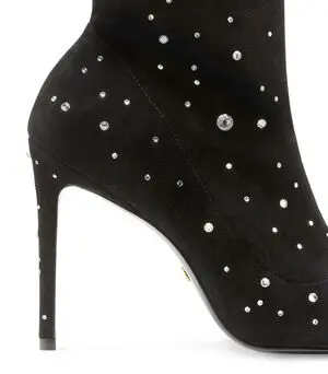 STUART WEITZMAN Cosmic Embellished Pointed-toe Boots - Black