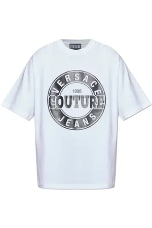 Versace Logo Printed Crewneck T-shirt - Blue