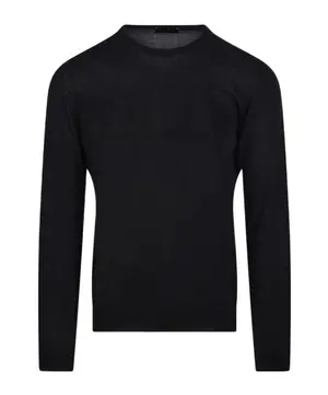 ROBERTO COLLINA Long Sleeve Round Neck Sweater - Nero