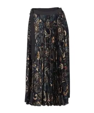 Sacai Pleated Paisley Print Skirt - Black