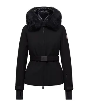 Moncler Bauges Hooded Ski Down Jacket With Detachable Sheepskin Trim