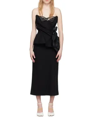 MAISON MARGIELA Strapless Midi Dress With Corset Elements