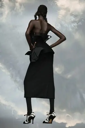 MAISON MARGIELA Strapless Midi Dress With Corset Elements