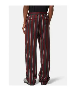 Versace Regimental Stripe Wide-leg Trousers - Black
