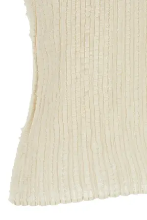 Issey Miyake Sleeveless Round Neck Pleated Top - Asa White