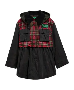 Barbour Peplum Tartan Hooded Jacket With Dual-branded Logo