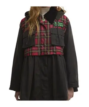 Barbour Peplum Tartan Hooded Jacket With Dual-branded Logo