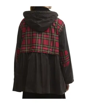 Barbour Peplum Tartan Hooded Jacket With Dual-branded Logo