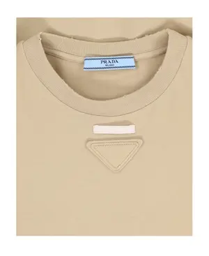 Prada Logo Triangle Crewneck T-shirt - Rope Ash