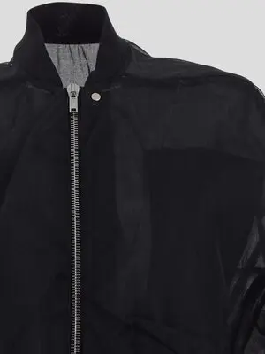 Rick Owens Tulle Overlay Zipped Bomber Jacket