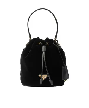 Prada Logo Plaque Drawstring Mini Top Handle Bag