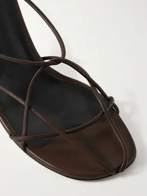 Khaite 75mm Loulou Strappy Leather Sandals - Brown