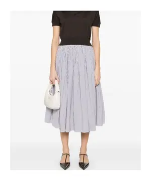 Prada Striped Elasticated Waist Skirt - White/blue