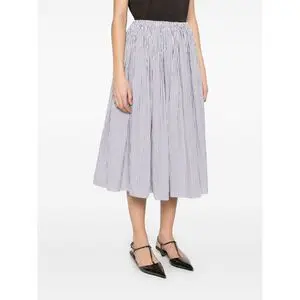 Prada Striped Elasticated Waist Skirt - White/blue