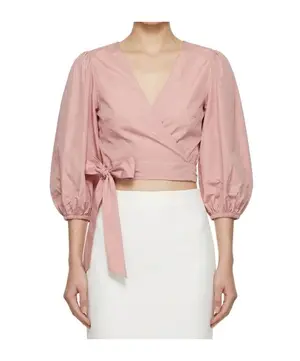 Red Valentino V-neck Wrap Blouse With Bow Detail