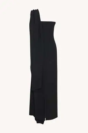 THE ROW Asymmetric Draped Wool Crepe Gown