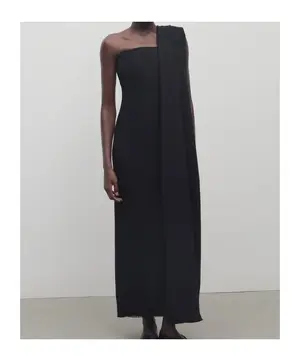 THE ROW Asymmetric Draped Wool Crepe Gown