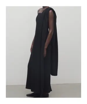 THE ROW Asymmetric Draped Wool Crepe Gown