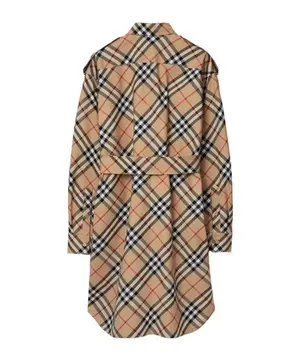 Burberry Checked Belted Shirt Dress - Nude
