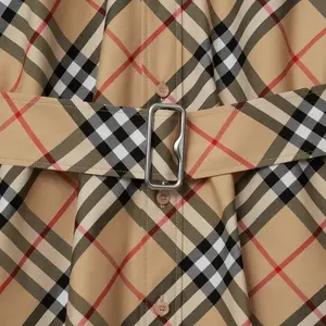 Burberry Checked Belted Shirt Dress - Nude