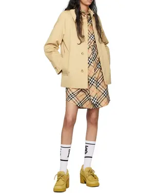 Burberry Checked Belted Shirt Dress - Nude