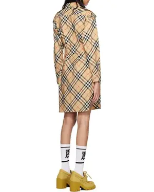 Burberry Checked Belted Shirt Dress - Nude
