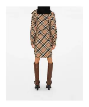 Burberry Checked Belted Shirt Dress - Nude