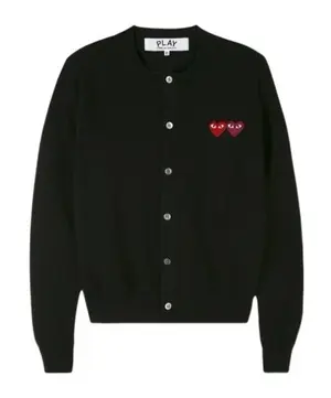 Play Comme Des Garcon Cardigan With Heart Applique - Black/red