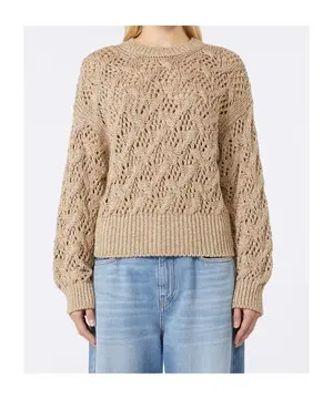 Max Mara Crewneck Knitted Jumper With Lurex - Gold