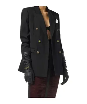 Elisabetta Franchi Double Breasted Gabardine Blazer - Black