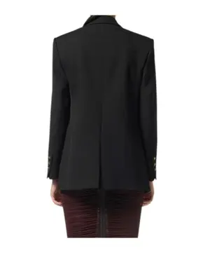 Elisabetta Franchi Double Breasted Gabardine Blazer - Black