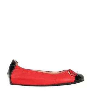 Bally Leather Ballerina Flats With Patent Cap Toe