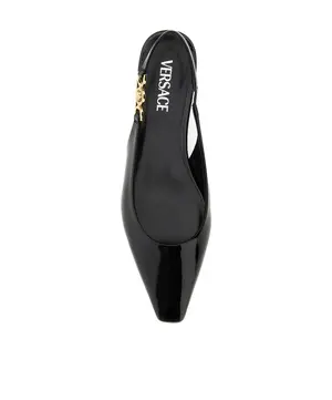 Versace Square-toe Slingback Ballerinas With Medusa Plaque