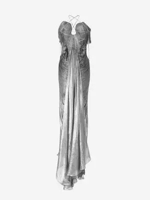MARIA LUCIA HOHAN Metallic Sweetheart Neckline Sleeveless Gown