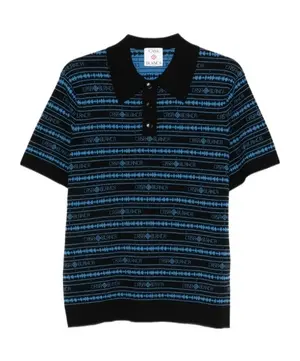 Casablanca Branded Striped Polo Shirt