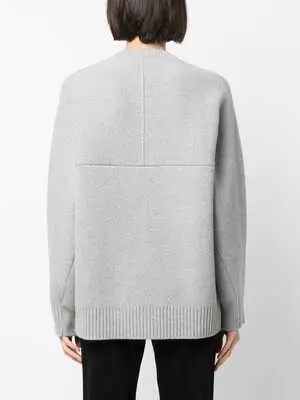 LANVIN Round Neck Cape-back Jumper - Gray
