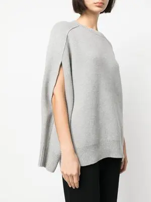 LANVIN Round Neck Cape-back Jumper - Gray
