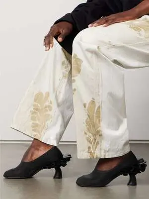 Dries Van Noten Curved Block Heel Pumps With Ruffled Trim