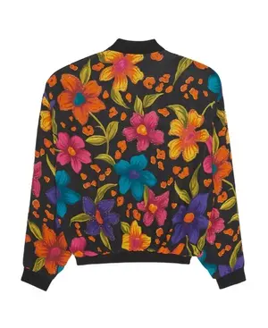 Saint Laurent Floral Crepe Teddy Jacket