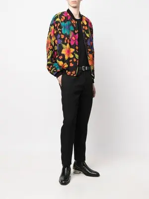 Saint Laurent Floral Crepe Teddy Jacket