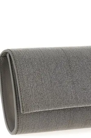Brunello Cucinelli Precious Monili Foldover Clutch Bag - Gray