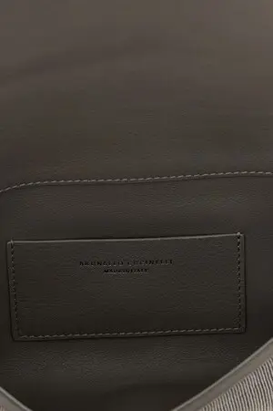 Brunello Cucinelli Precious Monili Foldover Clutch Bag - Gray