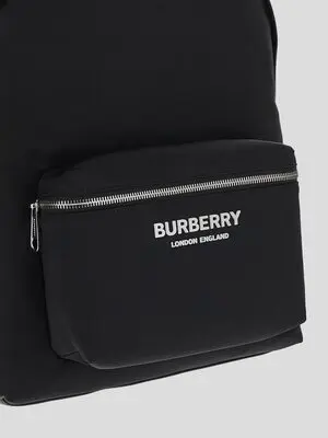 Burberry Logo Printed Zip-up Backpack