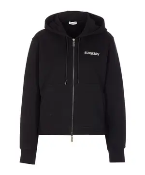 Burberry Logo Printed Zip-up Hoodie - Black