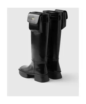 Prada Knee High Block Heel Boots With Pouch Detail