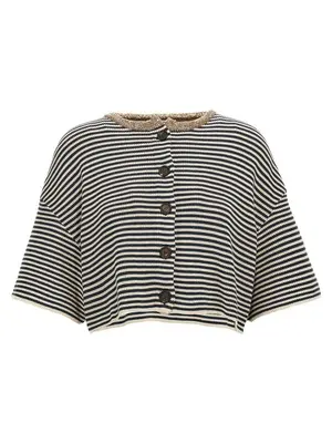 Brunello Cucinelli Striped Sequin Embellished Cardigan