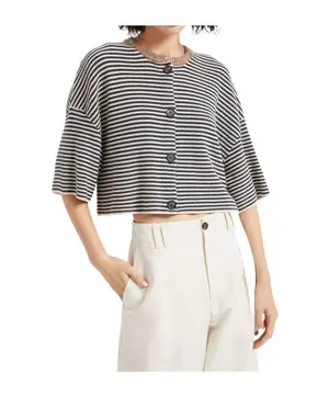 Brunello Cucinelli Striped Sequin Embellished Cardigan