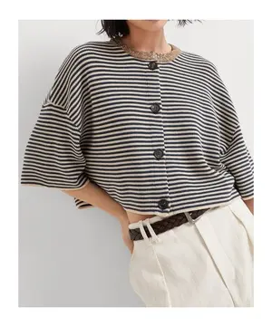 Brunello Cucinelli Striped Sequin Embellished Cardigan