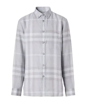 Burberry Button-down Collar Check Linen Shirt